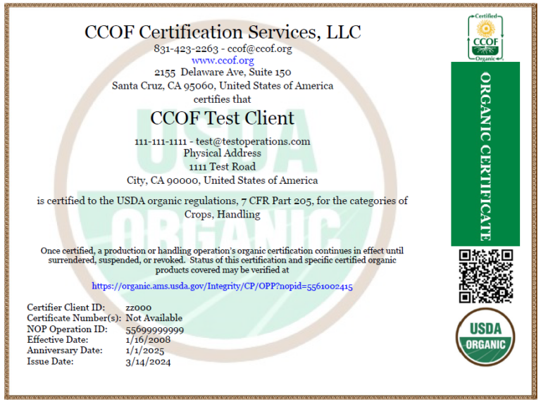 Reminder: New Standardized Organic Certificates - CCOF.org
